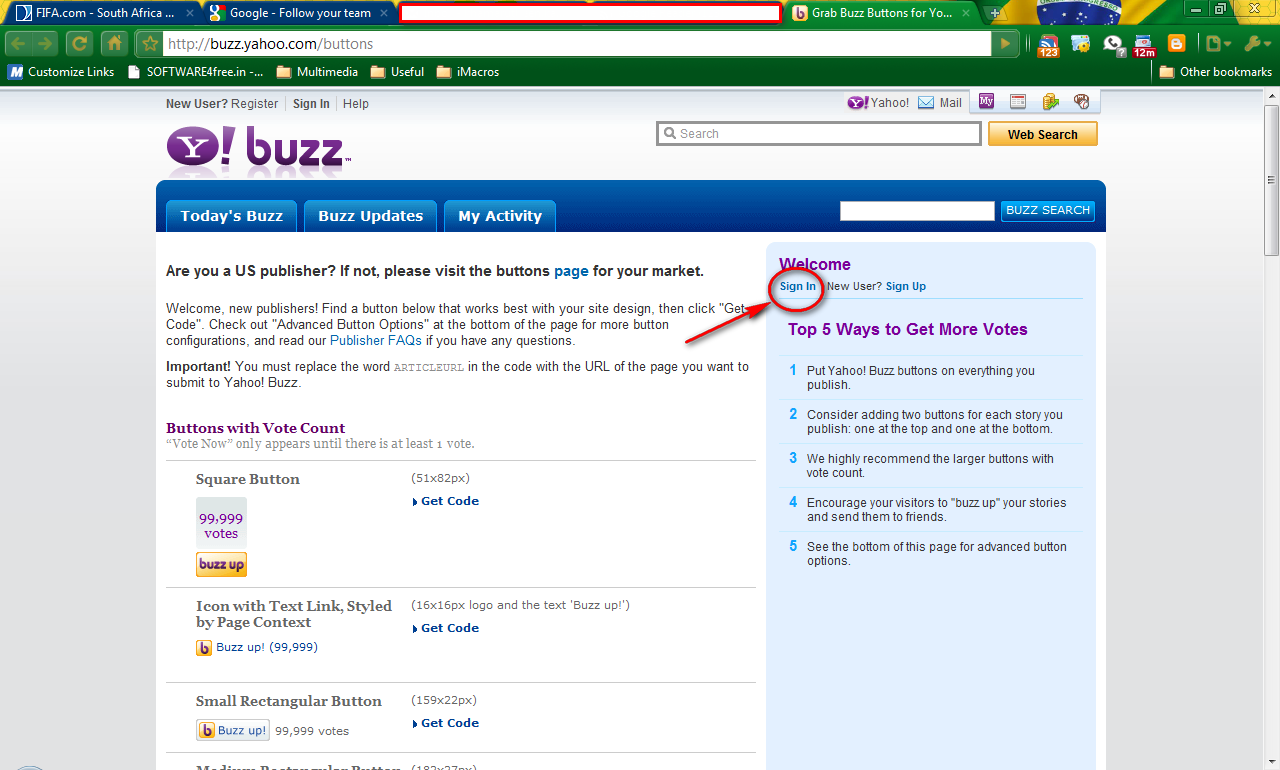 What's Abbu's Thought today?: Creating Yahoo BUZZ button in blog