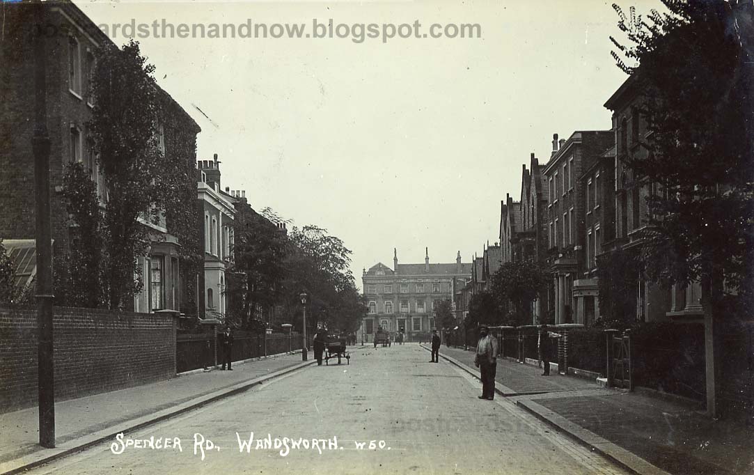 Postcards Then and Now: Wandsworth, South West London, Spencer Road 1906