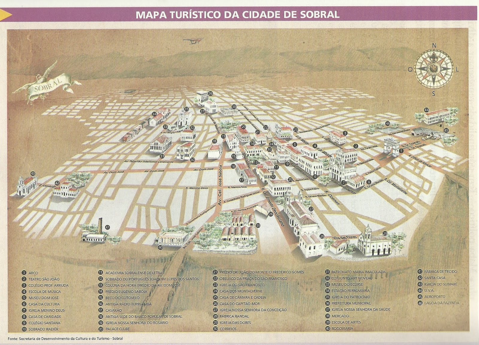Fotos em Preto-e-Branco: Mapa Turístico da Cidade de Sobral