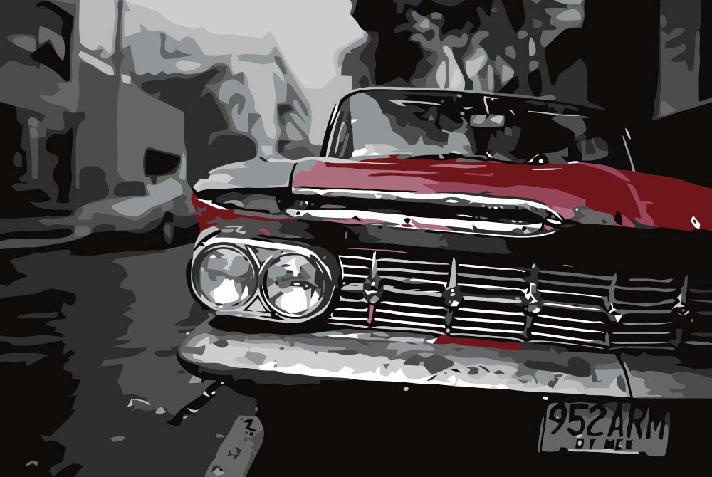 Pencil Art.tk - Pencil sketches - Vector graphics: Old american car