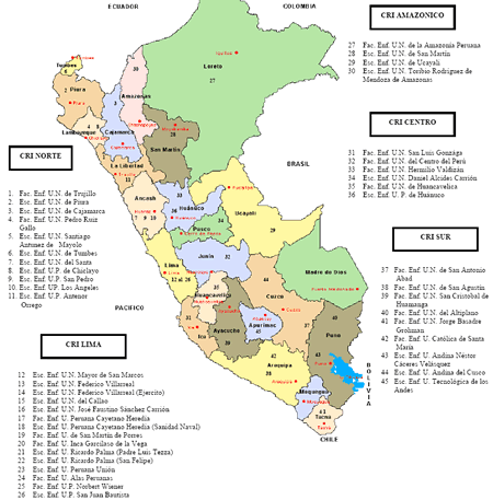 Mapa del Perú y sus 4 regiones - Imagui