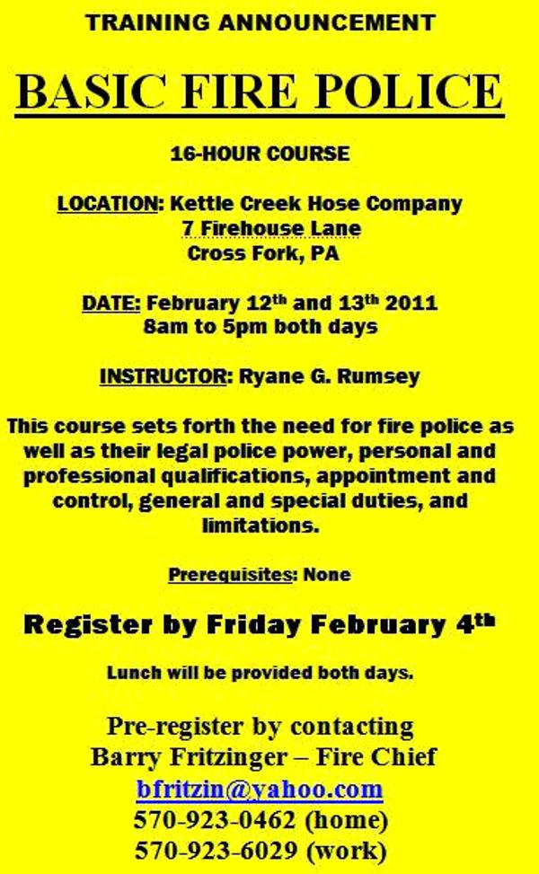 Solomon's Ads: Basic Fire Police Training