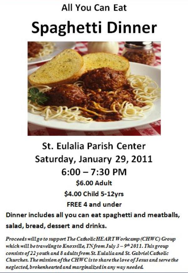 Solomon's Ads: All You Can Eat Spaghetti Dinner Saturday