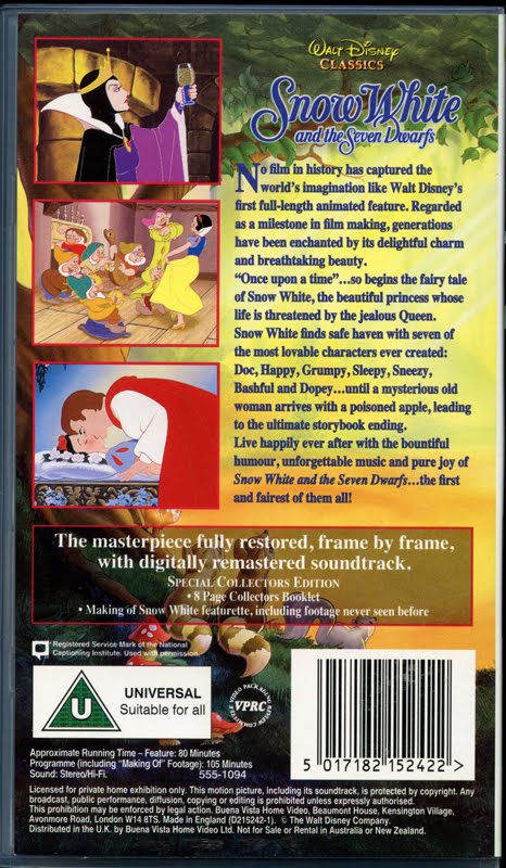 Filmic Light - Snow White Archive: 1994 Snow White Home Video ...