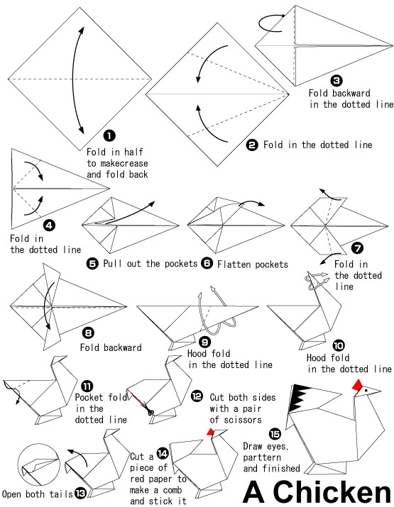 O QUE É MEU É NOSSO: Origami - Galinha - Chicken