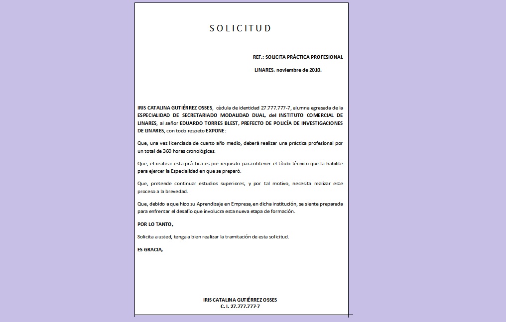 REDACCIÓN COMERCIAL Y APLICACIONES DE INFORMÁTICA: 2.b.- LA SOLICITUD