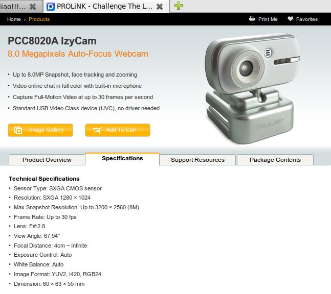 coyote's lair: Linux Friendly Auto Focus Webcam - Prolink PCC8020A