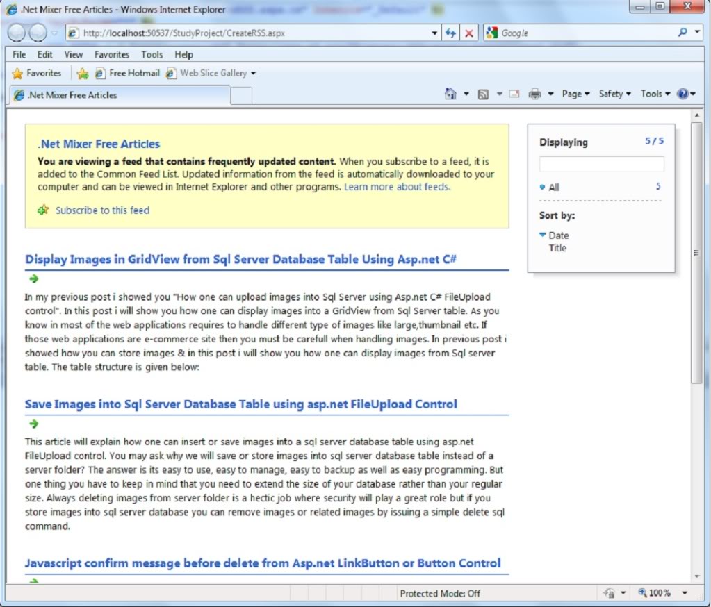 How To Create Rss Feed Using Rss Feed Sample Using Aspnetcnetvbnet
