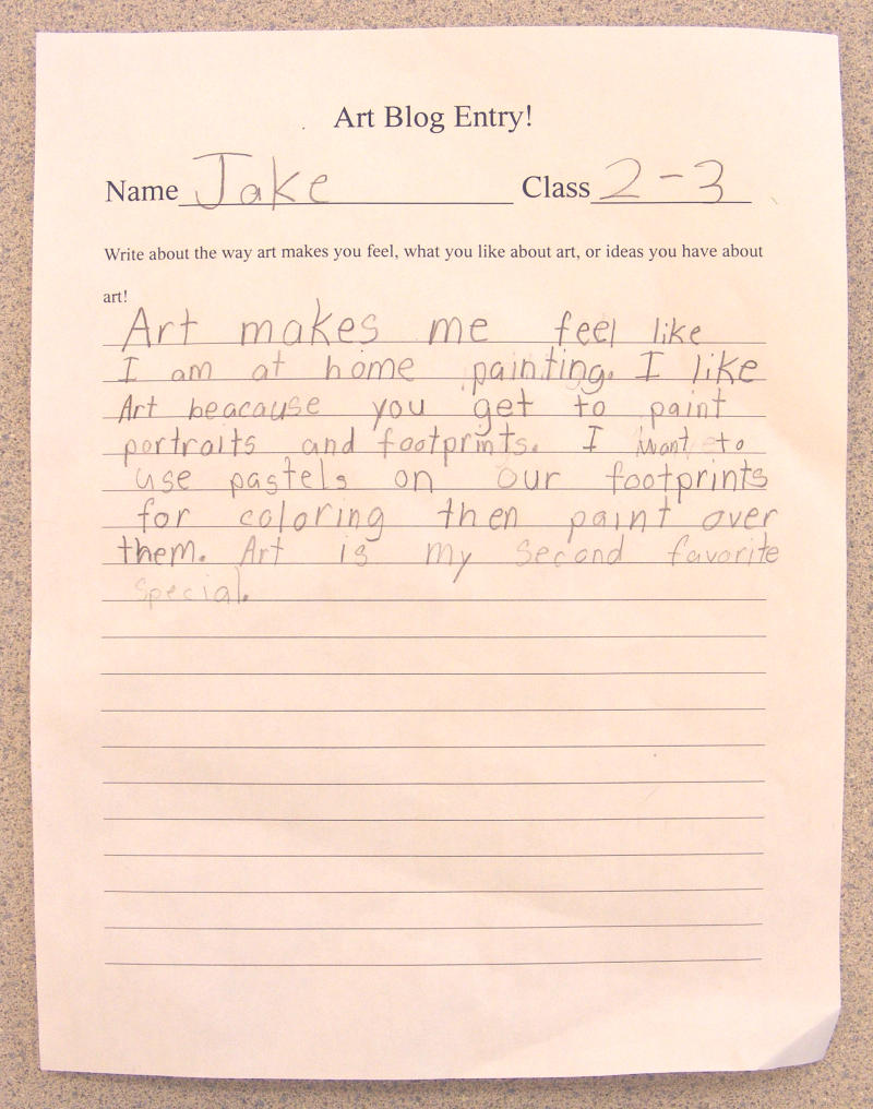 Suffield Elementary Art Blog!: Student Written Entries