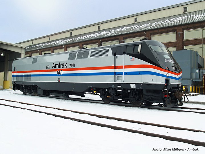 The Big Little Railroad Shop: Amtrak P42 #145 gets historic paint scheme