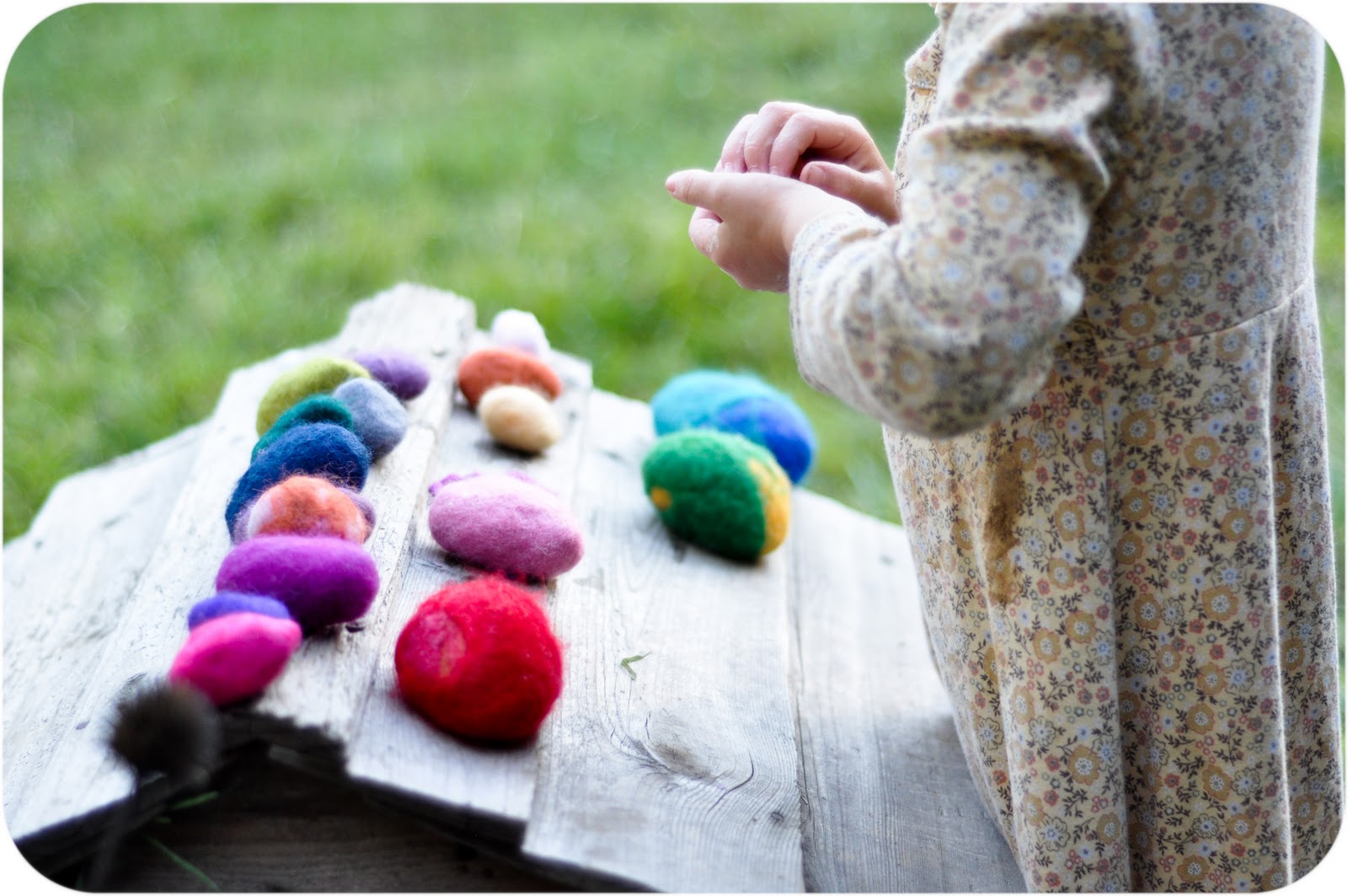 last week’s felting fun (felted rocks)