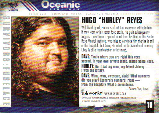 My Journey Through The LOST Encyclopedia: Hugo "Hurley" Reyes