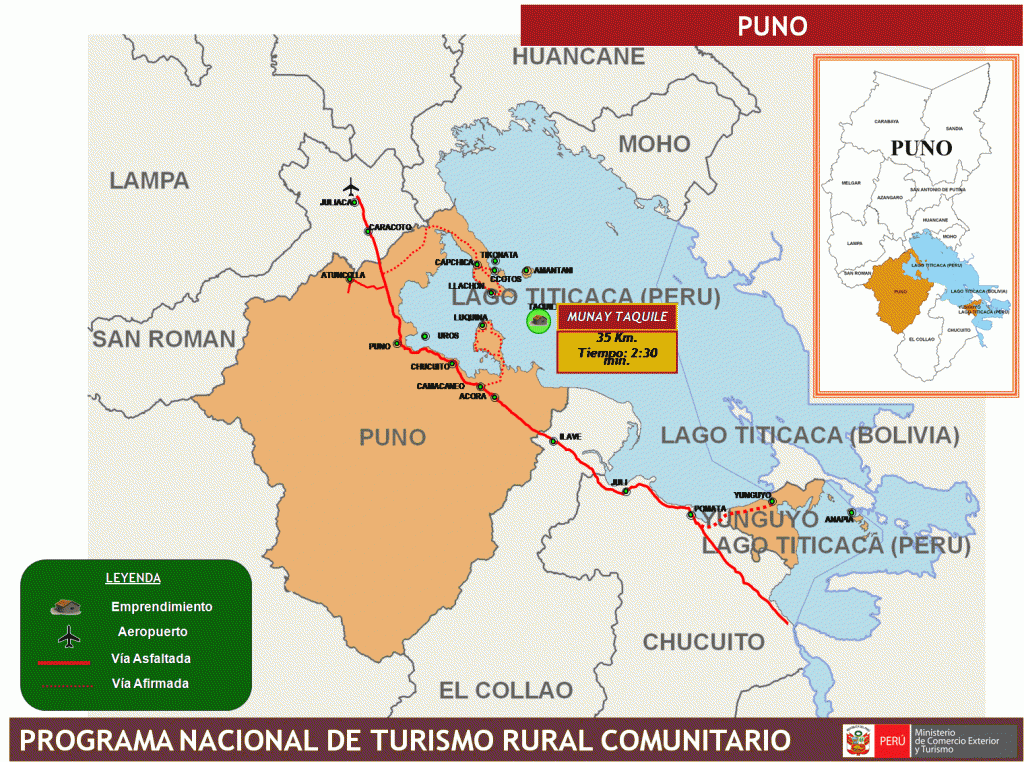 LEYENDA DE LOS ANDES A RIVERAS DEL LAGO TITICACA: MAPA DE UBICACION