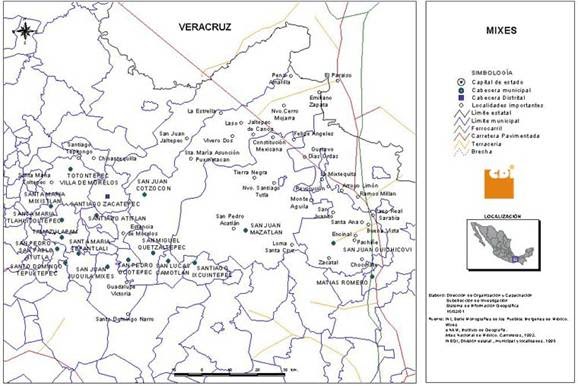 Etnografia Virtual Ayuujk: MAPA DE LA REGIÓN MIXE