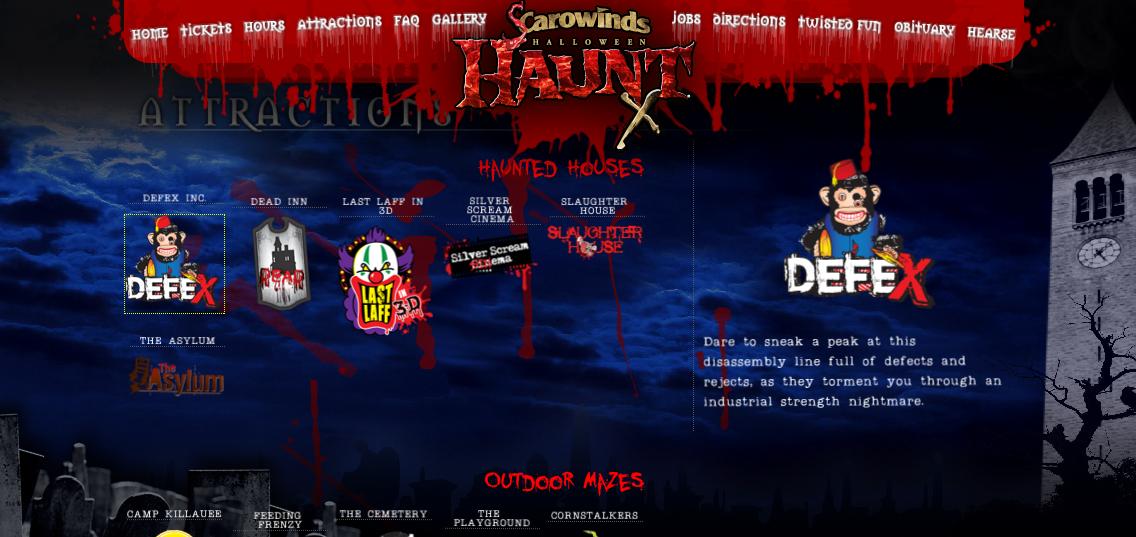 Cedar Fair Haunt News: Scarowinds: Website Launch and DefeX Inc.