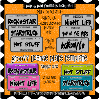 Hippiedaze Scrappin' Stuff: Groovy License Plate Template