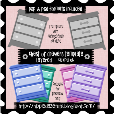 Hippiedaze Scrappin' Stuff: Chest of Drawers Template