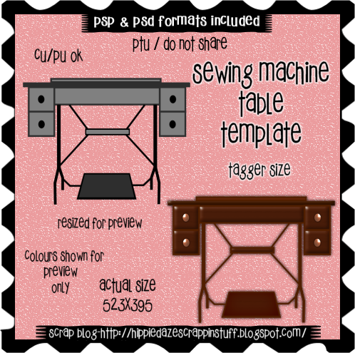 Hippiedaze Scrappin' Stuff: Sewing Machine Table CU Template
