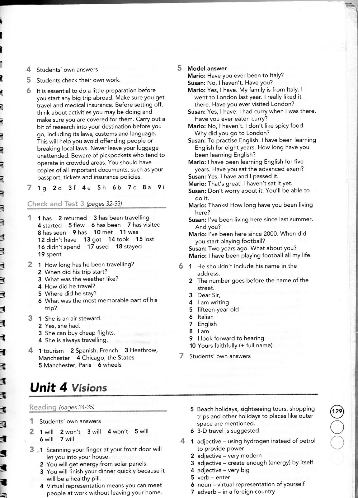 English For U: WORKBOOK ANSWER KEY UNIT 3 (BAT1)