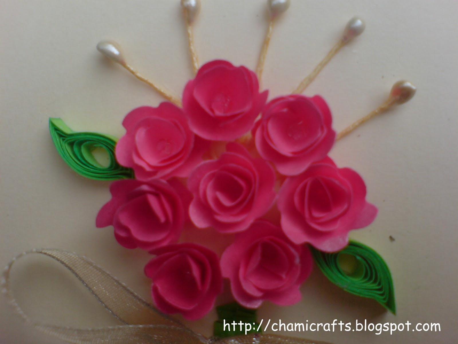 Chami Crafts - Handmade Greeting Cards: Spiral rose bouquet..