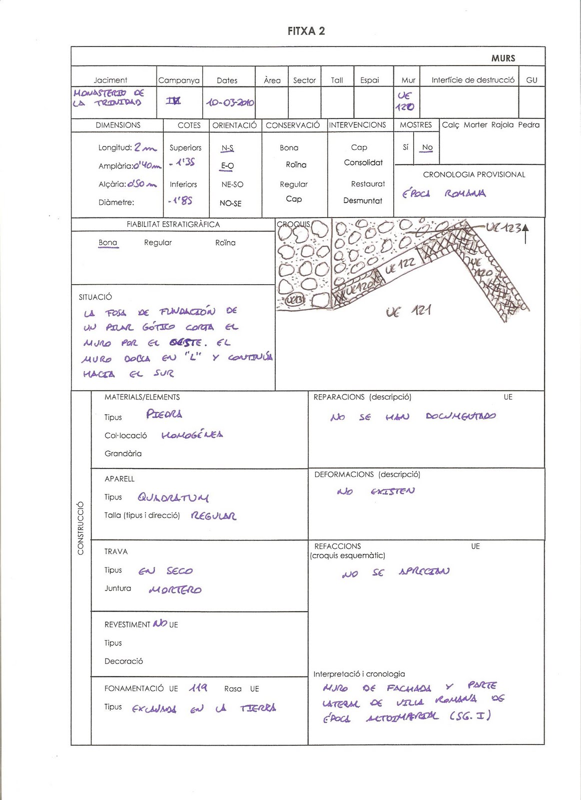 Excavación arqueológica: Fichas de excavación