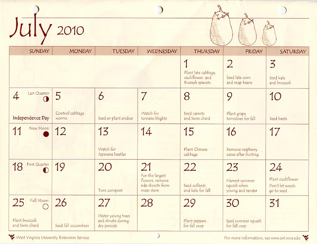 Hedgesville Ward Relief Society: GARDENING CALENDAR- JULY 2010