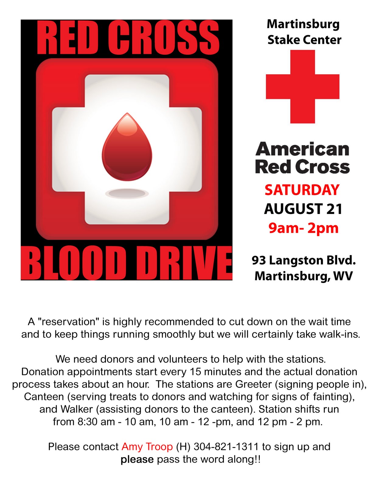 Hedgesville Ward Relief Society: RED CROSS BLOOD DRIVE