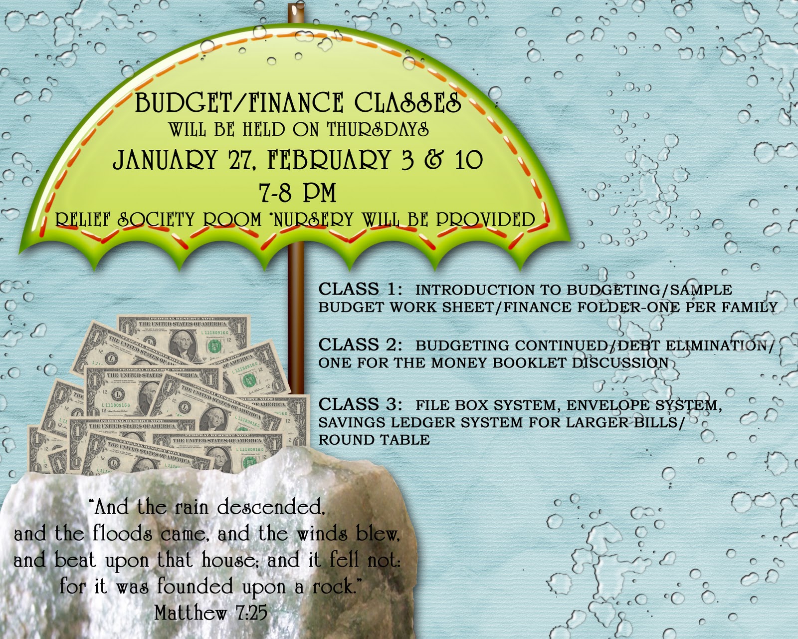 Hedgesville Ward Relief Society: BUDGET/ FINANCE CLASSES