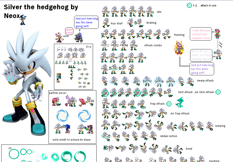 Silver The Hedgehog(5 Sprites) | Sonic The Hedgehog