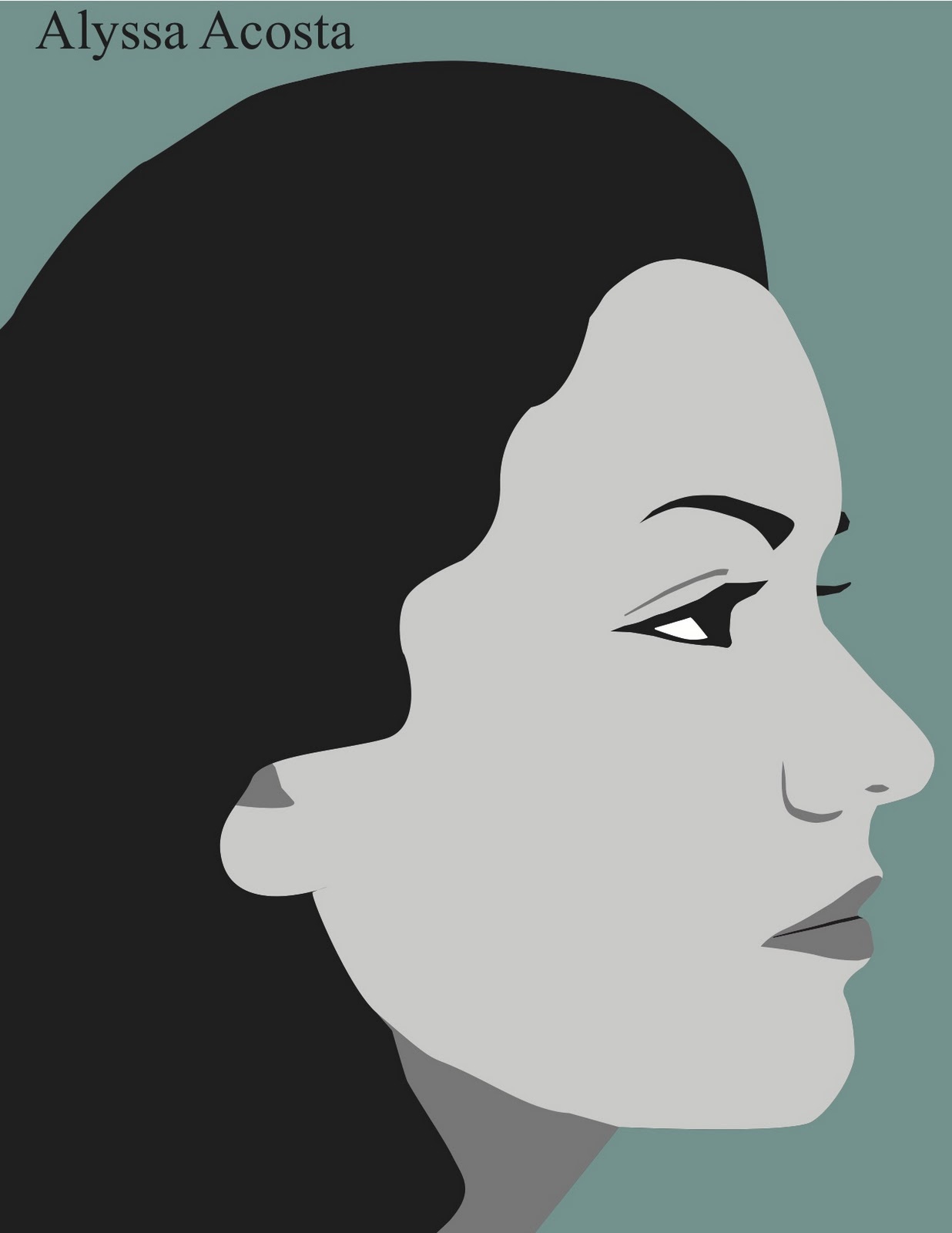 alyssa's digital art gallery: Black and Gray Profile Portrait