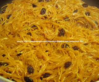 Tambi za kukaanga na zabibu- fried vermicelli with raisins, Caadriyad