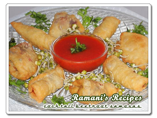 Ramani's Recipes: Cocktail Beetroot Samosas