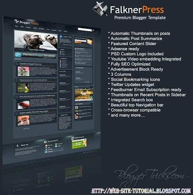 Free Blogger Magazine Template "FalknerPress" | iBlogger