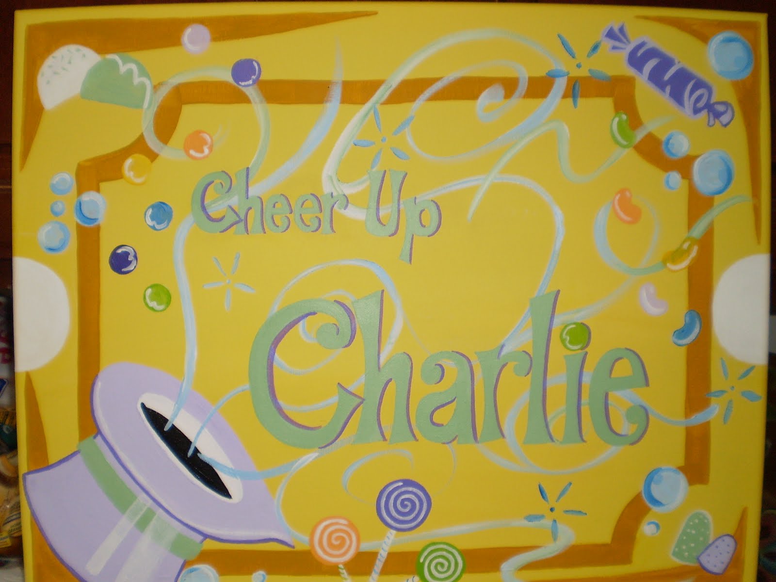 Beautifully-designed, Custom, Hand-painted Art: "Cheer Up!" Charlie
