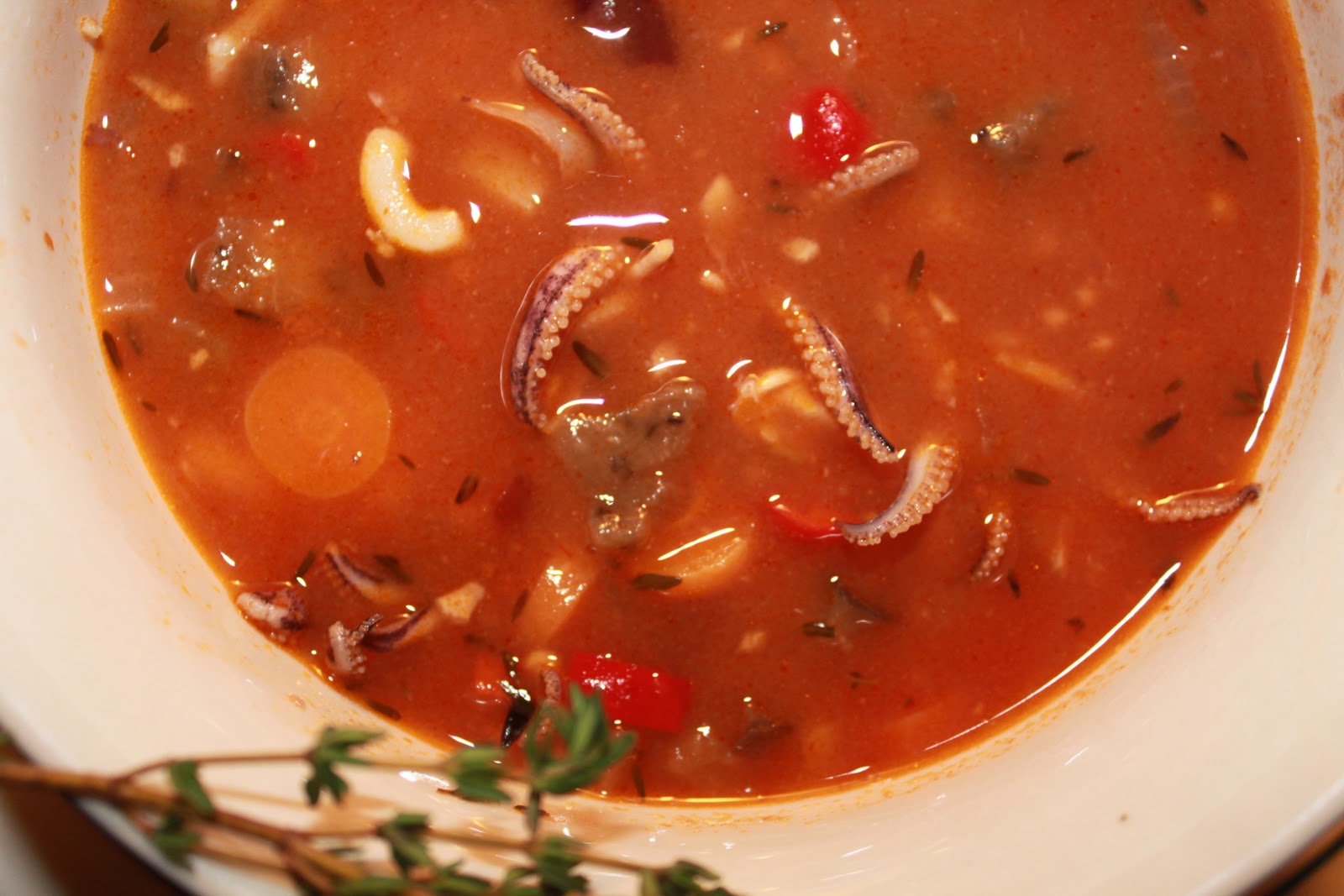 Spicy Calamari and Vegetable Soup