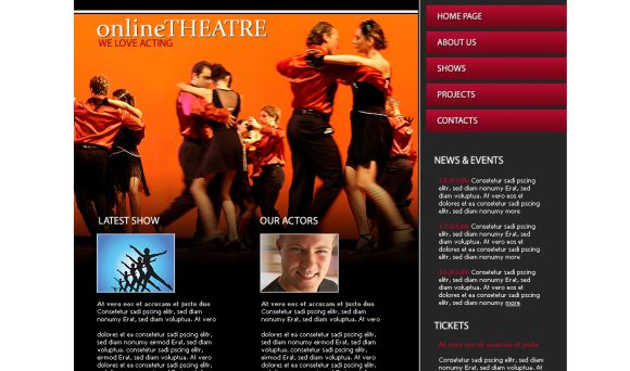 Free HTML Orange Online Theatre Web2.0 Template