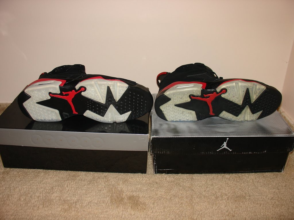 ric on the go: Counterfeit Air Jordan VIs comparison to Retro 2010