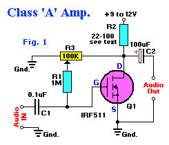 500 Circuits: Power Amplifier Class-A with Mosfet