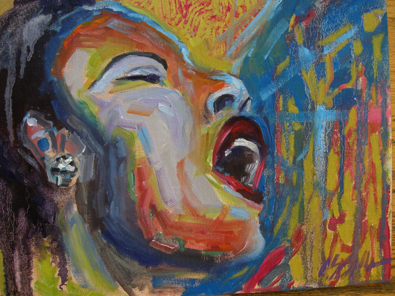 Susie's Paintings: Jazz Singer 12x16 original oil on linen board