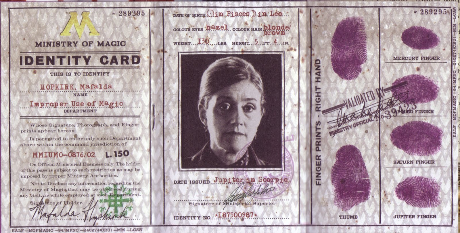 Harry Potter Ministry Of Magic Id Card Printable