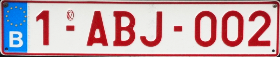 Belgian Licence Plates: Pictures of numbers from 001 to 999