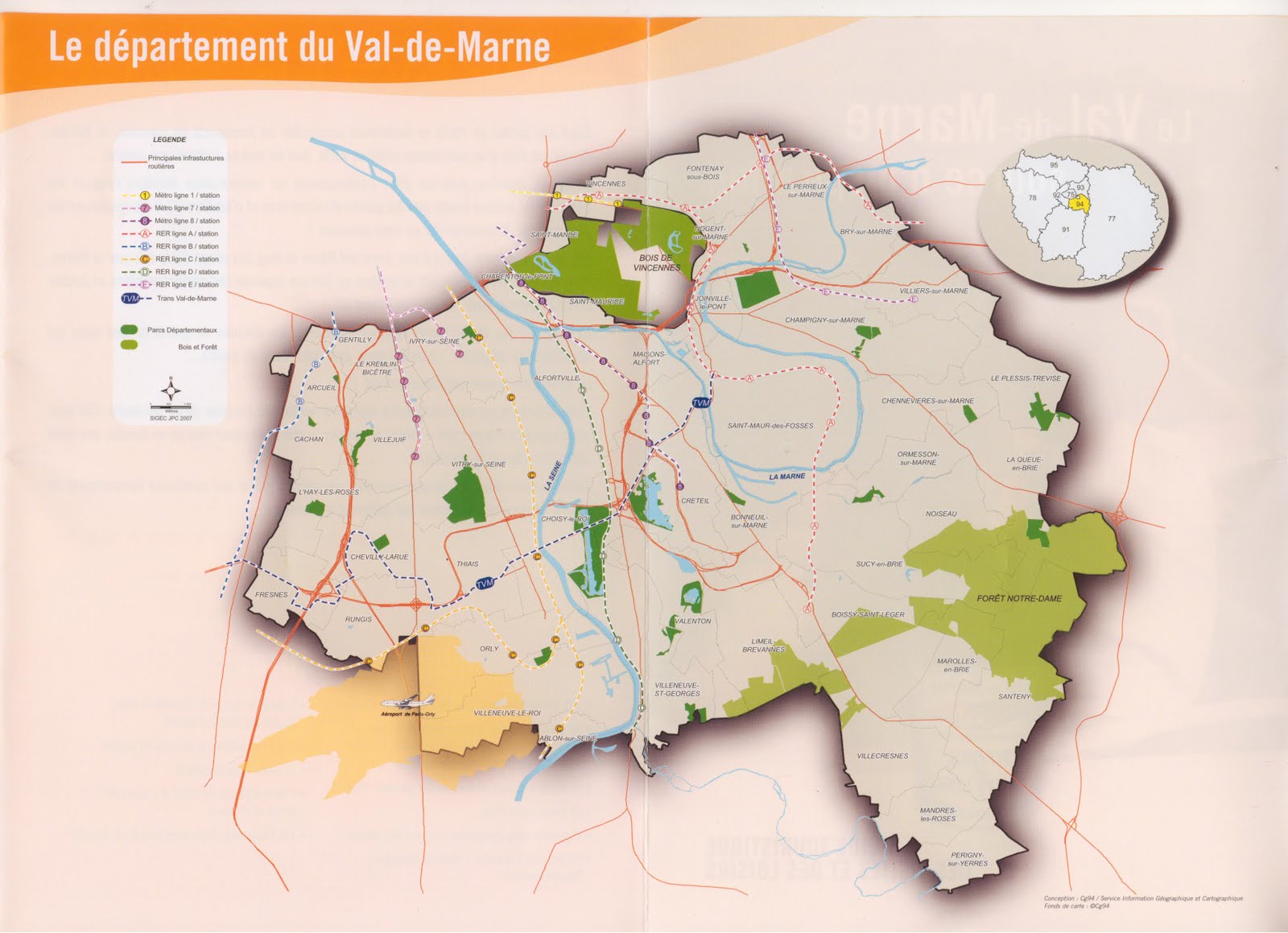 sorties en ile de france: carte touristique du Val de Marne