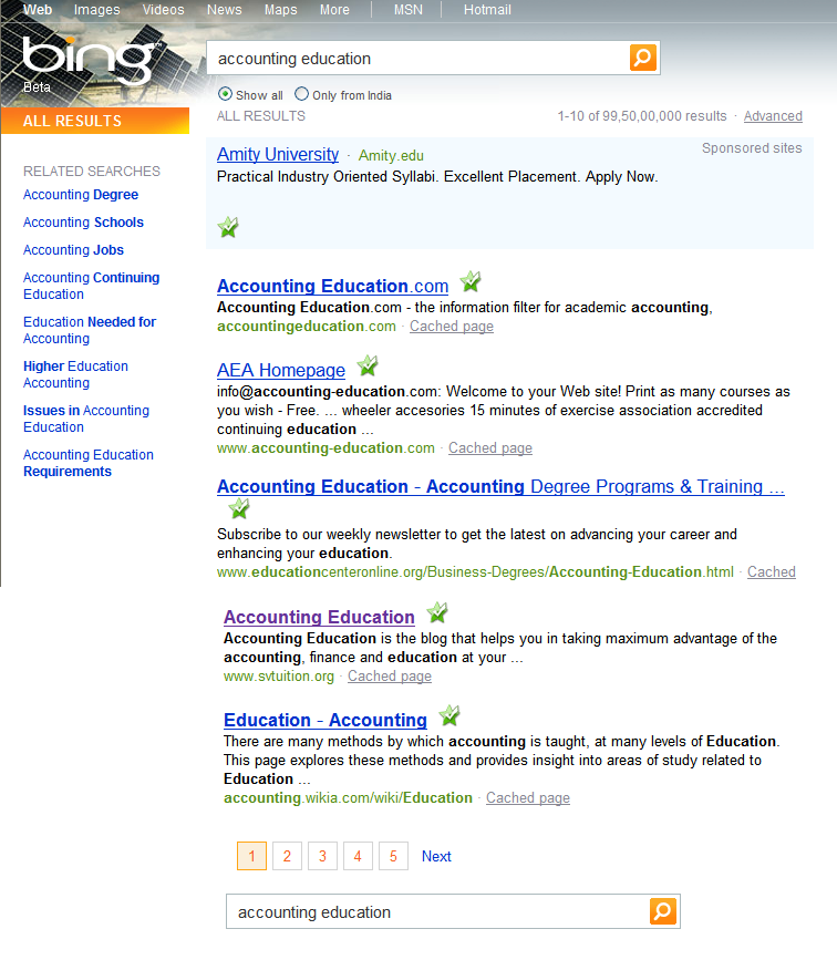 Accounting Education Got the Position on First Page of Bing and Yahoo ...