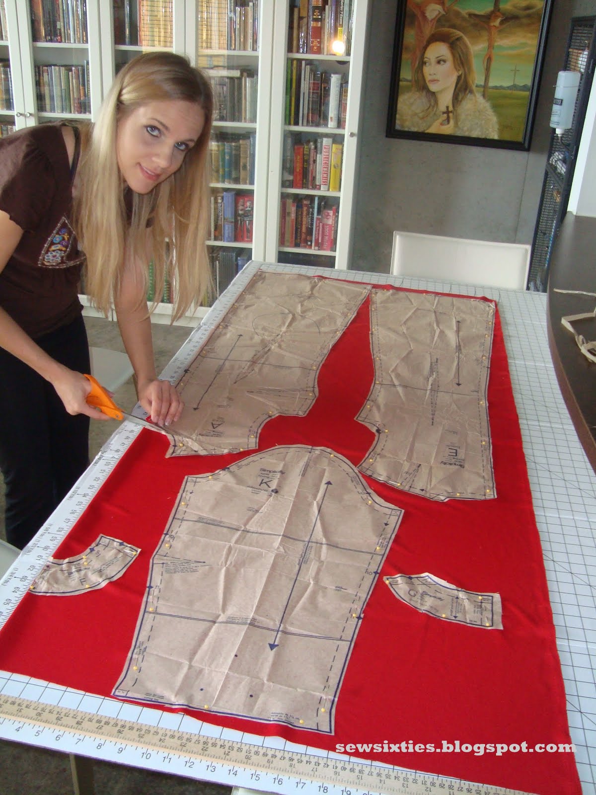 Sew Sixties: Simplicity 8437 (1969)- Red Mod Dress with Contrasting Tabs