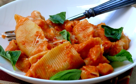 Cheesy Shell-Stuffed Shells - Saffron Avenue