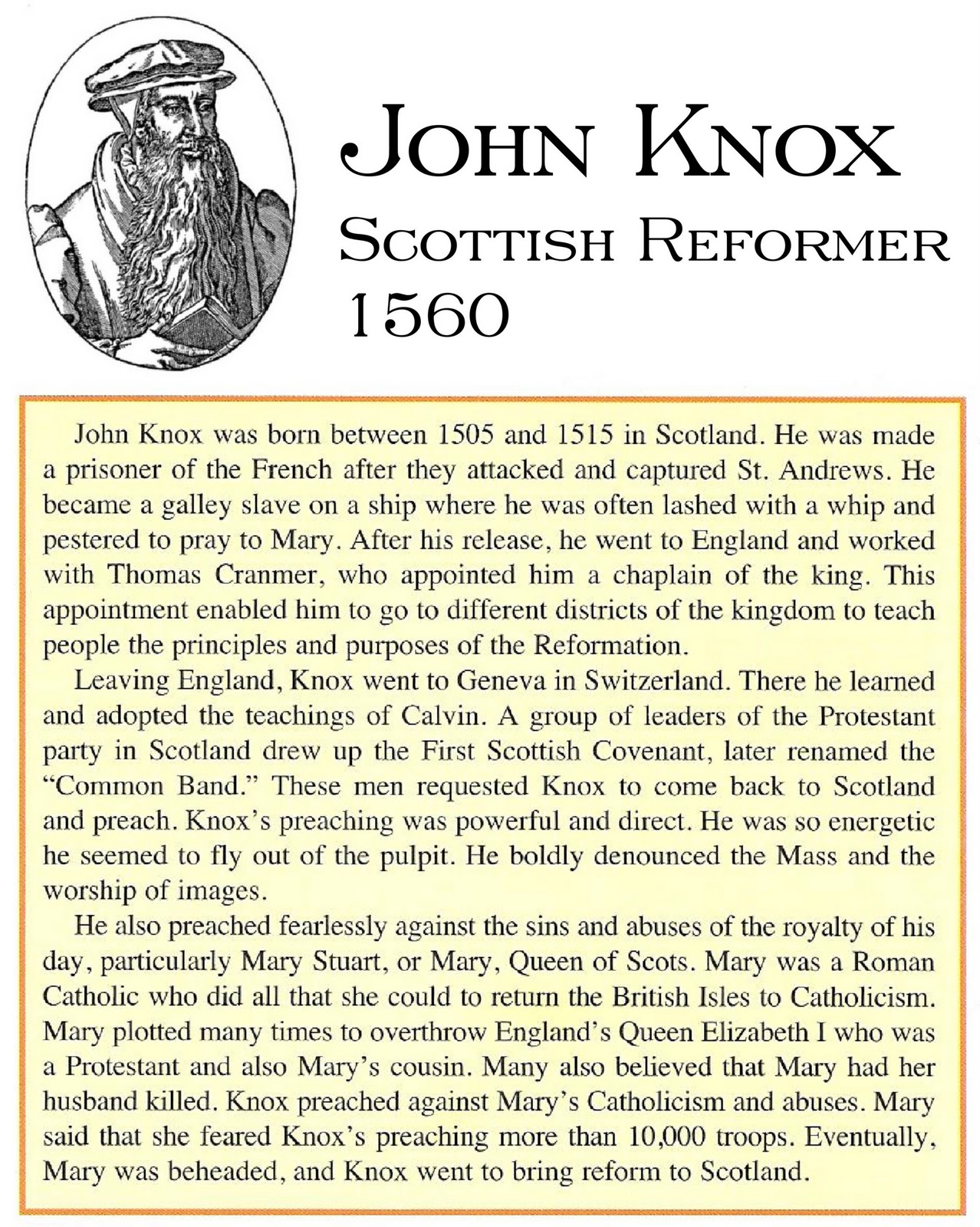 Mrs. Jordan's History Class: John Knox - Scottish Reformer