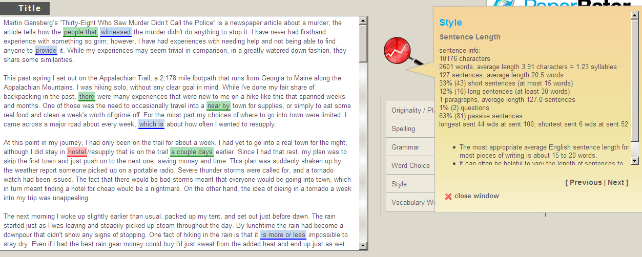 Dale Swanson: Paper Rater: Free Online Grammar Checker, Proofreader