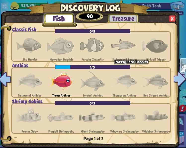 Lynspirations: FishVille - Types of Fish To Keep For Discovery Log