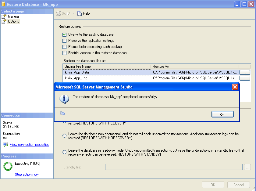 Montree (KMx10): Solution for solve the problem Restore Database failed for Sql server 2005 ,SQL ...