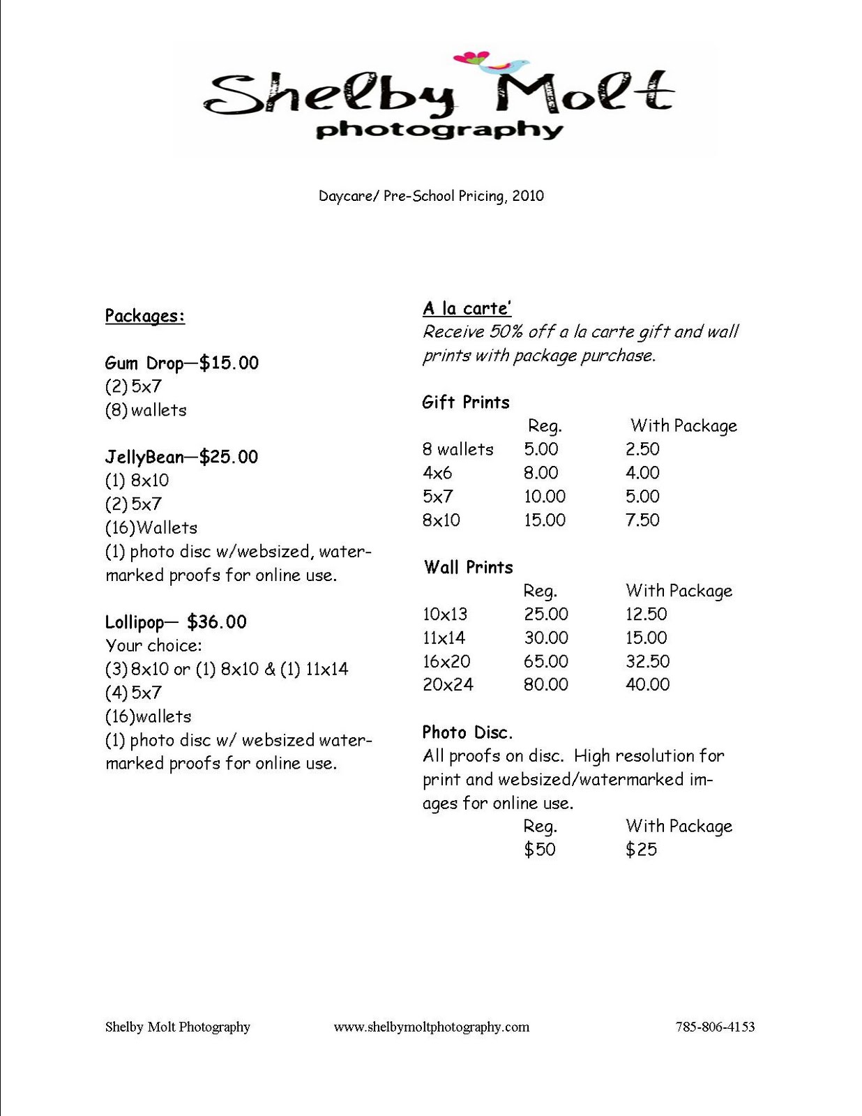 Perfectly Exposed, a photography guide: Pricing for Daycare and Pre ...